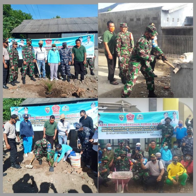 Sambut HUT TNI ke 75 Kodim 1628 Sumbawa Barat Gelar Karya Bhakti Pembersihan Tempat Ibadah ...